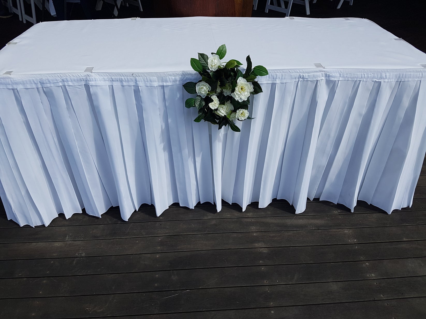 White Pleated Skirting – Ace Wedding and Party Hire